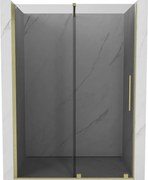 Mexen Velar, posuvné sprchové dveře do otvoru 140 cm, 8mm šedé sklo, zlatá matná, 871-140-000-41-55