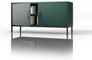 TV skříňka kovová na nožičkách lahvově zelená, 1150x595x400 mm: ROSA Modern