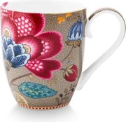 Pip Studio Blooming Tales hrnek XL 440 ml, khaki (Květinový XL hrnek)