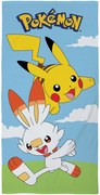 Plážová osuška Pokémoni Pikachu a Scorbunny - 100% bavlna - 70 x 140 cm