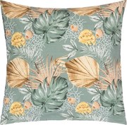 Bellatex Polštářek ADÉLA 40x40 cm Monstera, růže žlutá, šedí, béžová