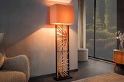 Designová stojací lampa Surinam přírodní dřevo longan 165cm béžová