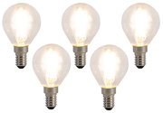 Sada 5 LED žárovek E14 Filament P45 4W 470 lm 2700K