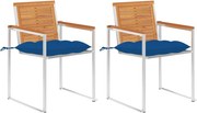 Zahradní židle s poduškami 2 ks masivní akáciové dřevo a ocel 3061513