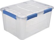 Box s víkem EZY vodotěsný, 64 × 47 × 33,3 cm, 75 l, transparentní
