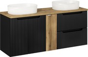 Comad Koupelnová skříňka s deskovými umyvadly set Nova Black 140 černá/dub coast evoke