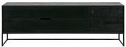 Černý TV stolek z jasanového dřeva 180x61x44 cm Silas – WOOOD