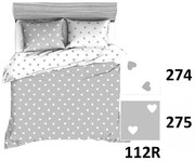KARO Bavlněné povlečení 150x200 R112 bílé šedé srdce 275D 274D 1 povlak na polštář 50x60