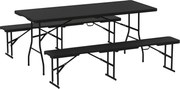 Sada pivního stanu Outsunny, skládací campingový stůl se 2 pivními lavicemi a rattanovým vzhledem, sada stolů pro balkon, párty stan, zahradu 180 x 74