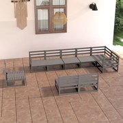 9dílná zahradní sedací souprava šedá masivní borovice 3075636