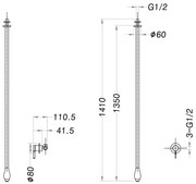 Umyvadlová baterie stropní DROP 135 - délka 135 cm