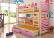 ADRK Furniture Patrová postel pro tři osoby s matracemi SORIA CH-Sor-PIN+P-D058