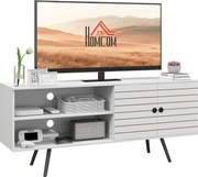 HOMCOM TV stolek do obývacího pokoje pro TV do 65 palců, moderní TV stolek se 2 otevřenými policemi a 1 nastavovací policí 145x38x65 cm Bílý | Aosom
