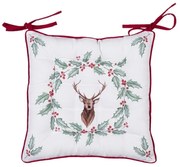 Podsedák na židli s výplní Holly Christmas s jelenem – 40x40x4 cm