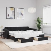 Válenda s přistýlkou a zásuvkami černá 90 x 190 cm samet 3196992