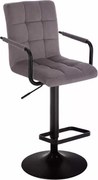 LuxuryForm DESIGN Barová židle VERONA BLACK VELUR na černé kulaté podstavě - tmavě šedá