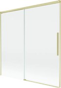 Mexen Rox, 2-křídlová posuvná vanová zástěna 160 x 150 cm, 8mm čiré sklo, zlatý matný profil, 8C9-160-001-55-00