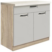 FAVORIT s | dolní skříňka FL-7D se zásuvkou a policí | 90 cm | šedá lesk | VÝBĚR KORPUSU a KOVÁNÍ