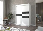 Šatní skříň s posuvnými dveřmi Batia - 150 cm Barva: Bílá + Černý Lacobel