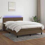 Box spring postel s matrací a LED tmavě hnědá 140x190 cm textil 3132992