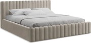 Taupe čalouněná dvoulůžková postel s úložným prostorem s roštem 180x200 cm Lemi – Makamii