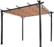 Pergola pavilon s nastavitelnou látkovou střechou 3 x 4 m terasa přístřešek hliníková ochrana proti slunci přístřešek terasa zahrada šedá + hnědá