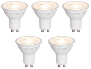 Sada 5 čirých LED žárovek GU10 50mm 7,5W 800 lm 3000K