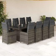 11dílný zahradní bistro set s poduškami šedý polyratan 3277281