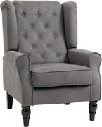 HOMCOM křeslo polohovatelné křídlo s čalouněním, dřevěné nohy, polyester, tmavě šedá, 74x86x102cm, do obývacího pokoje a ložnice | Aosom.de