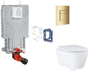 Grohe Uniset - Set předstěnové instalace, klozetu, sedátka SoftClose, tlačítka Skate Cosmopolitan a sady pro vhazování tablet, Cool Sunrise SANI15BB4131