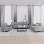 3dílná sedací souprava s polštáři světle šedá textil 3202070
