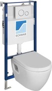 Sapho , Závěsné WC NERA s podomítkovou nádržkou a tlačítkem Schwab, bílá, NS952-SET5