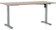 Výškově nastavitelný stůl OfficeTech A, 160 x 80 cm, šedá podnož, dub