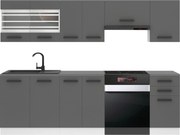 Kuchyňská linka Belini Premium Full Version 240 cm šedý mat s pracovní deskou LILY TOR LILY/0/WT/SR/B/B1