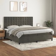 Box spring postel s matrací tmavě šedá 200x200 cm samet