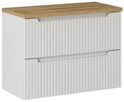 Závěsná skříňka pod umyvadlo Nova White I s deskou 80 cm bílá/dub coast evoke