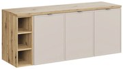 Závěsná skříňka Bella Cashmere s deskou 140 cm kašmírová/dub artisan