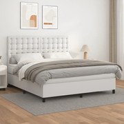 Box spring postel s matrací bílá 160x200 cm umělá kůže
