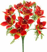umělá květina, orchidej Cattleya, sada 10 ks, 33x10 cm, plast, barva západ slunce, Dekorino UK20260023