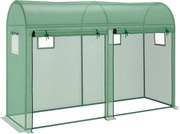 Fóliový skleník Outsunny Skleník na rajčata 300 x 100 x 200 cm se 4 okny a 2 dveřmi z PE plastu a oceli, ideální pro zahradu a zahradní centrum