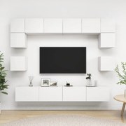 8dílný set TV skříněk bílý kompozitní dřevo 3078692
