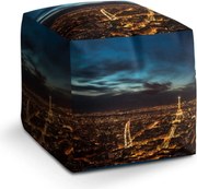 Sablio Taburet Cube Noční Paříž - 50x50x50 cm