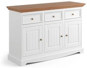 Massive home | Belluno Elegante bílá komoda 3D3S z masivu s dubovou deskou