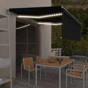 Automatická markýza roleta LED a senzor větru 4x3 m antracitová 3069314