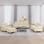 4dílná sedací souprava s poduškami krémová textil 3201546