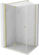 Mexen Mist-F T, 1-křídlý skládací sprchový kout levý 80 x 100 cm, čiré sklo, zlatý matný profil, 8A6T-080-100-55-00-L