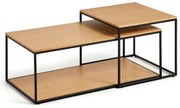 Kulaté konferenční stolky s deskou v dubovém dekoru v přírodní barvě v sadě 2 ks 50x100 cm Yoana – Kave Home