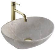 Keramické umyvadlo na desku REA SOFIA BEIGE 41x34,5 cm, mramor