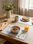 Sinsay - Kostkované prostírání s motivem ovoce 2 pack - světle modrá