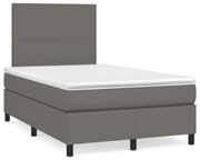 Box spring postel s matrací a LED šedá 120 x 190 cm umělá kůže